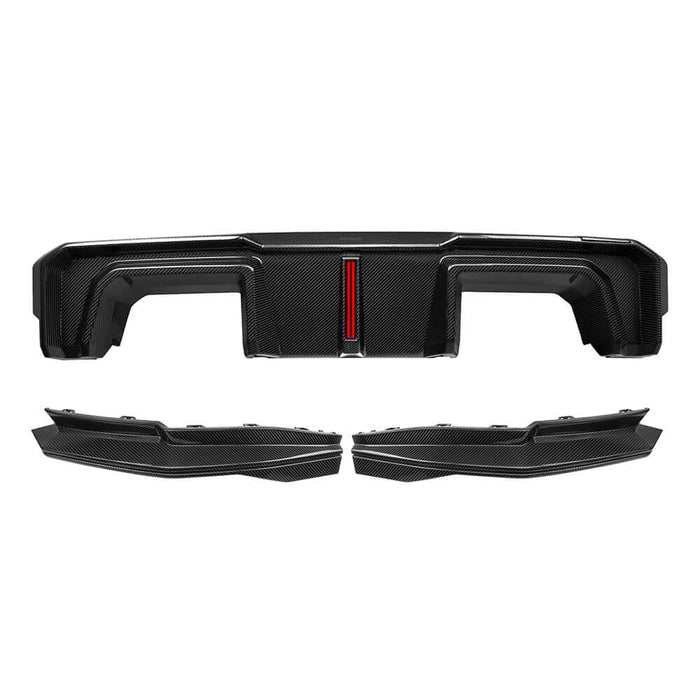 SOOQOO V2 BMW M3 G80 G81 Carbon Fiber Rear Diffuser W/Brake Light ...